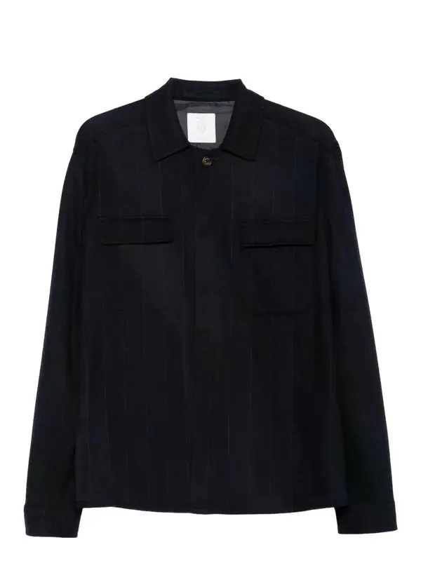 Eleventy Pinstripe Pocket Overshirt - Blue