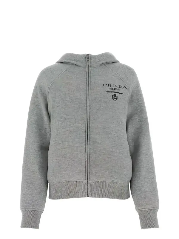 Prada Logo-detail Hooded Jacket - Grey
