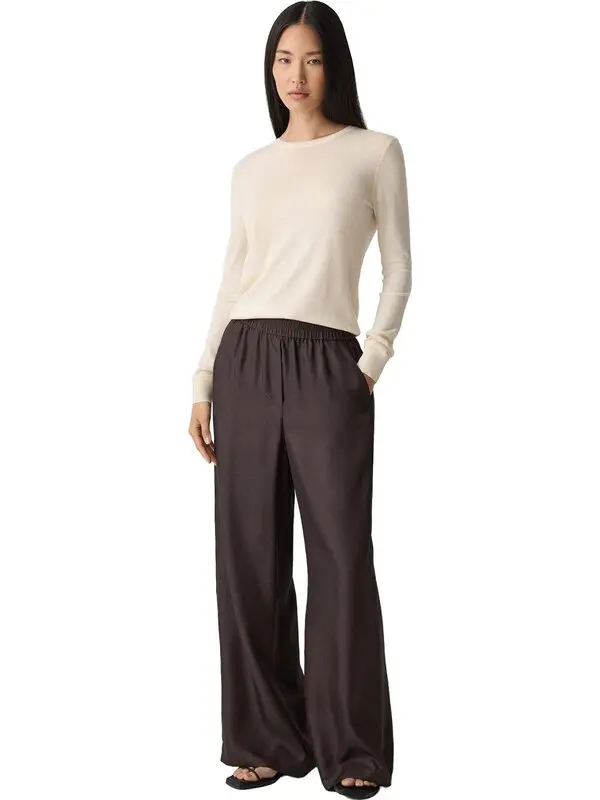 Theory Pull-on Track Pant In Mod Silk Twill - Cacao