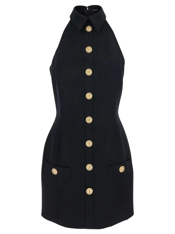 Balmain Virgin Wool Short Dress - Black