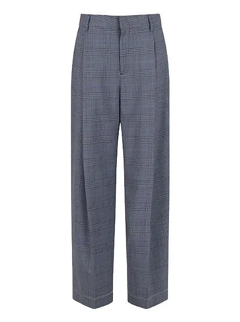Marni Checked Wide-leg Stretch-woven Trousers - Chn55