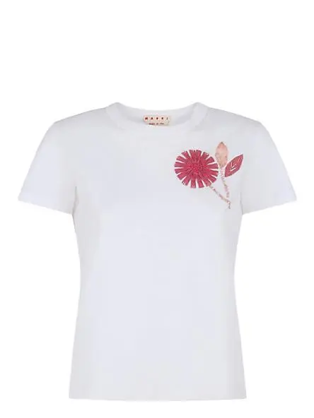 Marni Floral-embroidered Cotton T-shirt - 0aw01