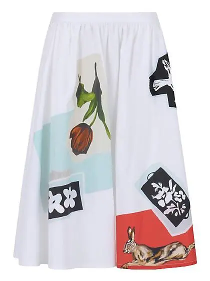 Marni Abstract-print High-rise Cotton-poplin Midi Skirt - 00w01