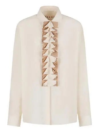 Marni Cotton-blend Blouse With Ruffle Panel - 00w03