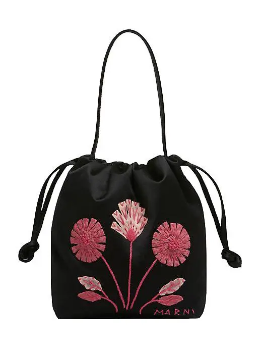Marni Floral-embroidered Satin Handbag - 00n99