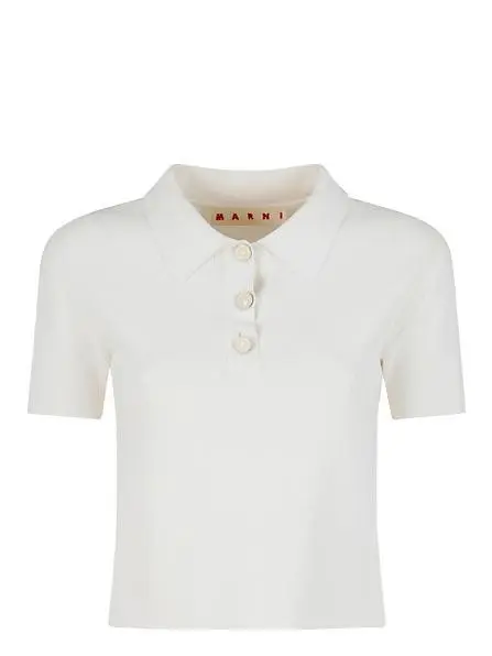 Marni Short-sleeved Ribbed Knitted Polo Shirt - 00w01