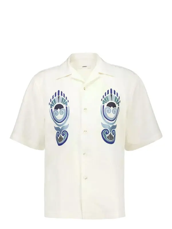 Commas Camp-collar Embroidered Shirt - White