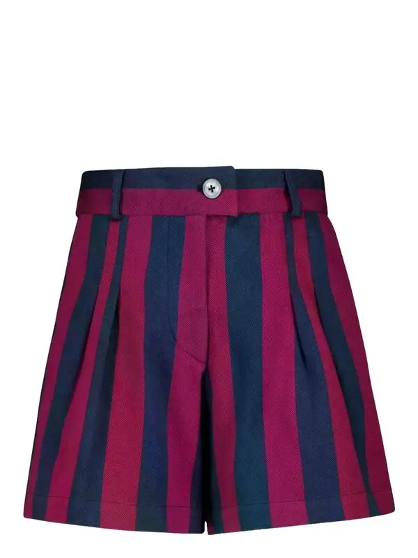 PAULA Striped Pleated Shorts - Purple