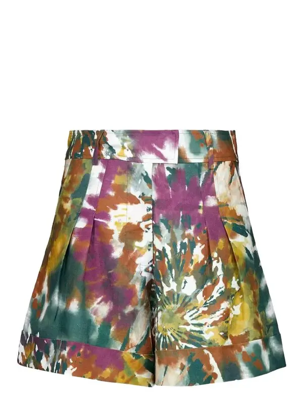 PAULA Pleated Tie-dye Shorts - Green
