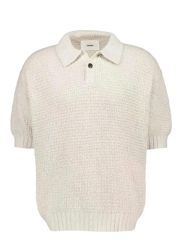 Commas Textured Knit Polo Shirt - Neutrals