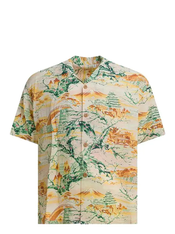 SUN SURF Japanese-print Rayon Shirt - Neutrals