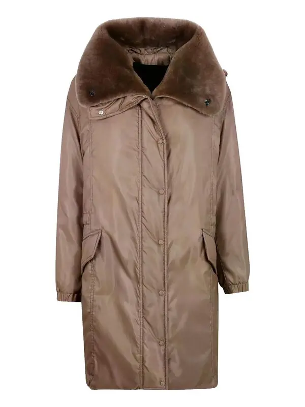 BLANCHA Faux-fur Hooded Coat - Brown
