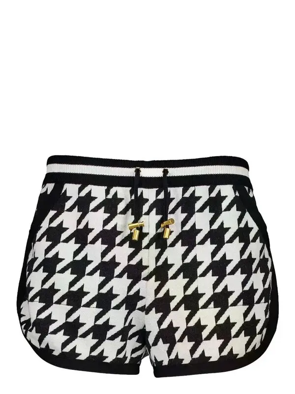 Balmain Houndstooth Knit Shorts - Black