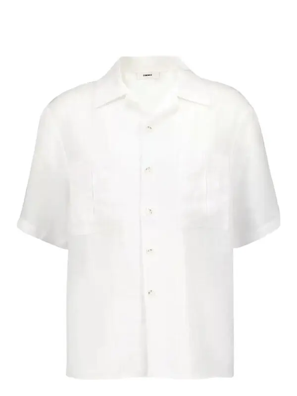 Commas V-neck Patch-pocket Shirt - White