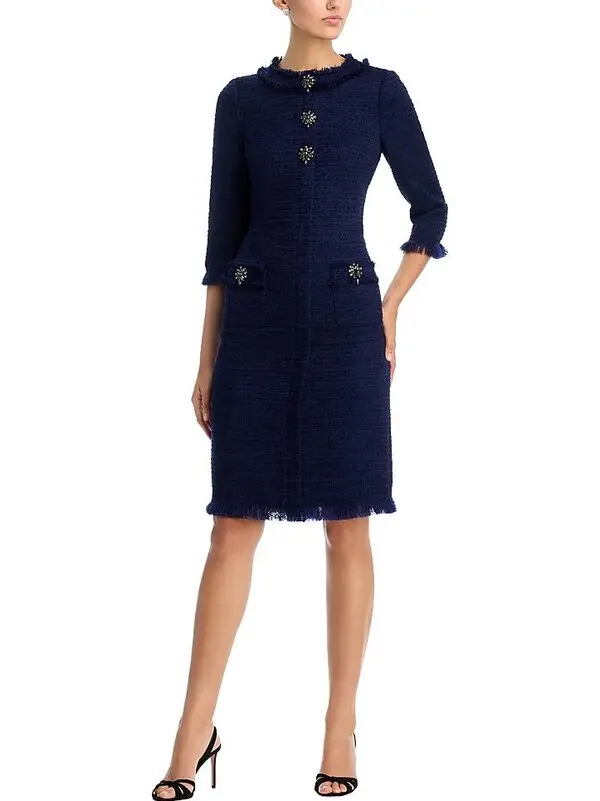 Rickie Freeman For Teri Jon Tweed Sheath Dress - Navy