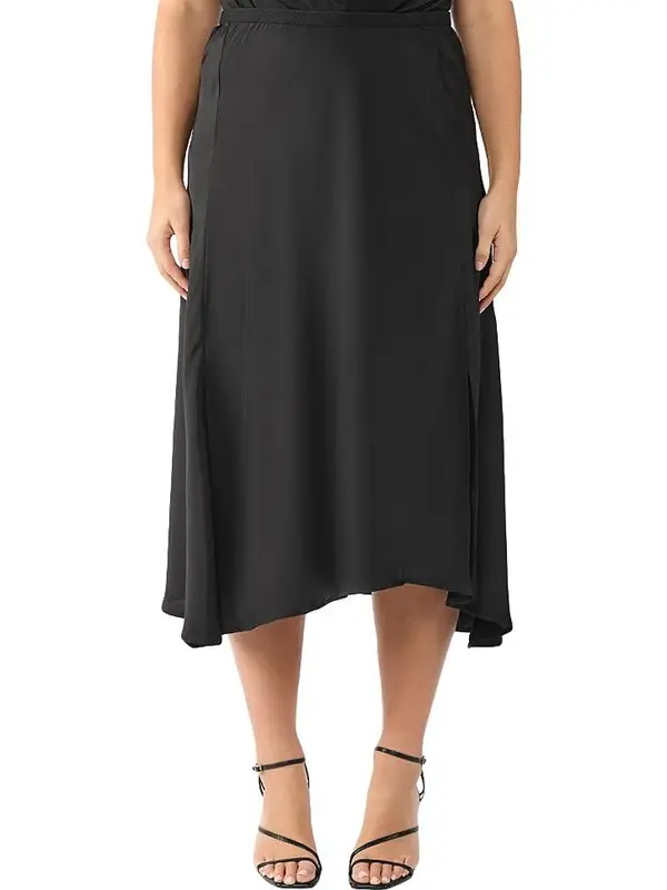 ESTELLE Satin Midi Skirt - Black