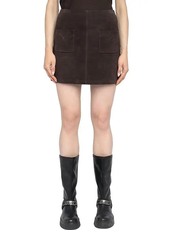 Zadig&Voltaire Suede Mini Skirt - Dark Chocolate