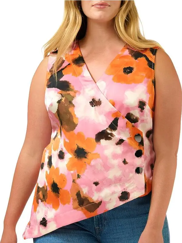 ESTELLE Freya Wrap Top - Peony/ Mandarin