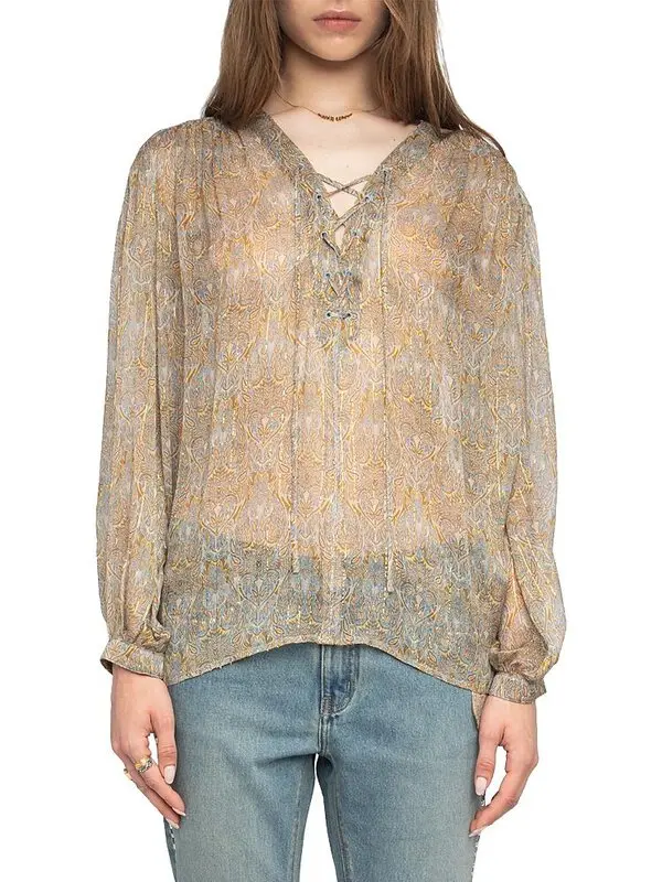 Zadig&Voltaire Tamela Mousseline Paisley Blouse - Cloud