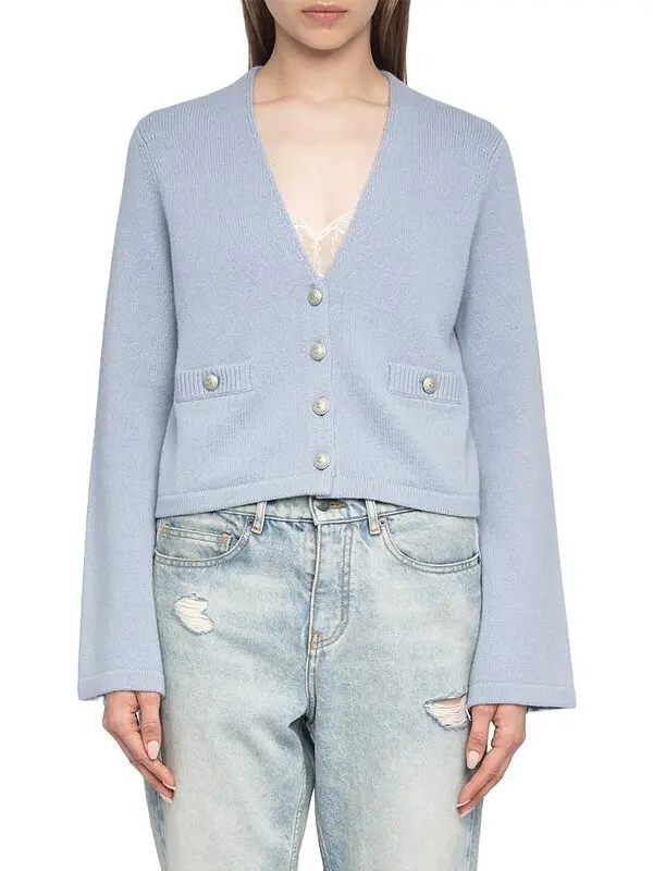 Zadig&Voltaire Nolly V Neck Cardigan - Light Blue