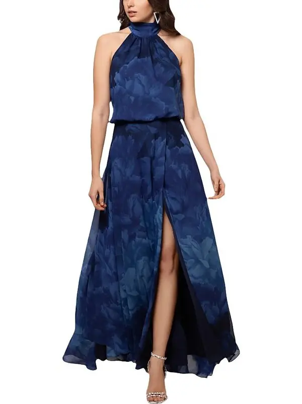 Aqua Chiffon Maxi Dress - Navy/blue