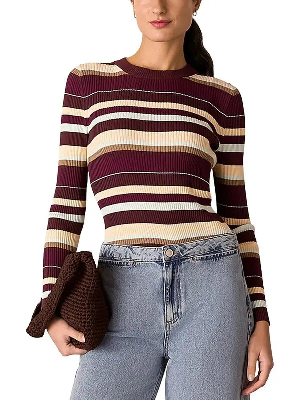 Whistles Multi Stripe Crewneck Knit Top - Multicolor