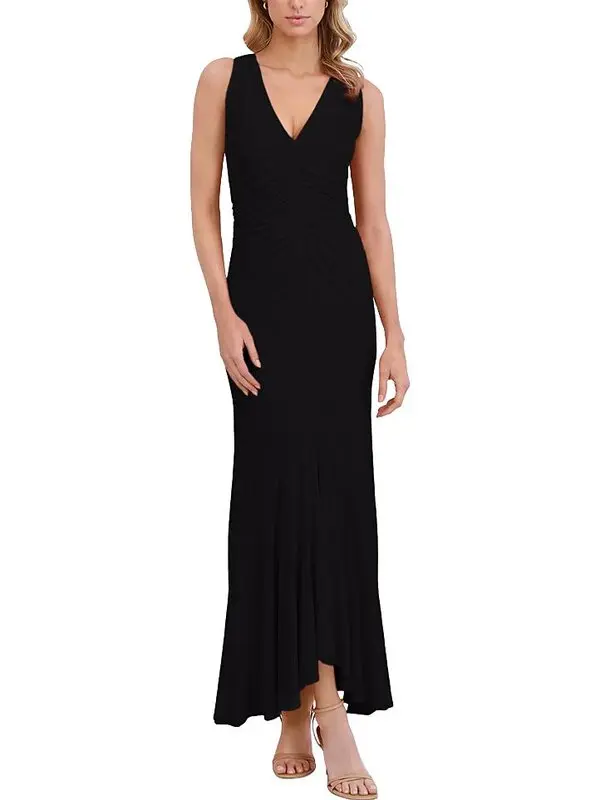 Ted Baker London Open Neck Ruched Mermaid Midi Dress - Rich Black