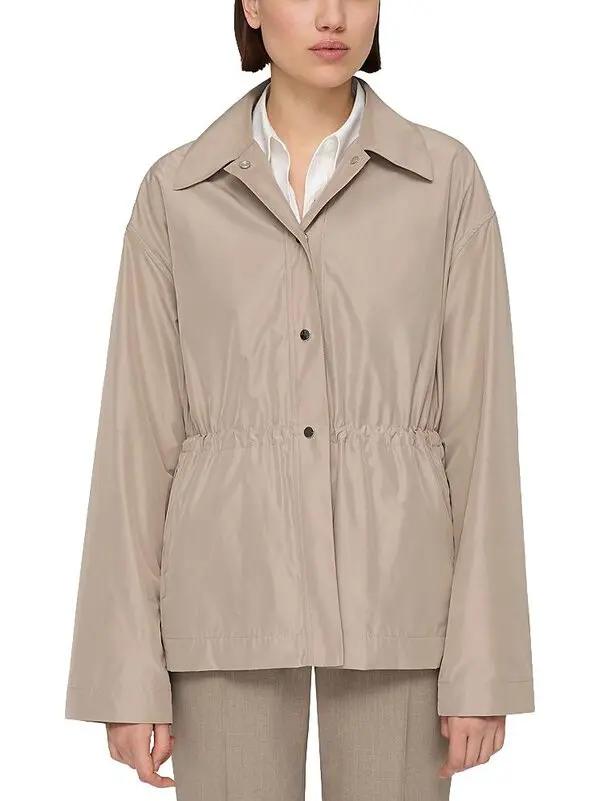 Lafayette 148 New York Gathered Waist Snap Jacket - Hickory