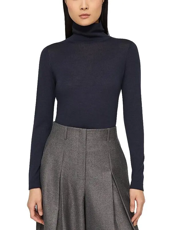 Lafayette 148 New York Cashmere Stand Collar Pullover Sweater - Ink