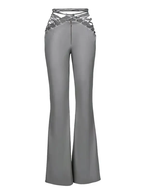 LIKA Lace-up Flared Trousers - Grey