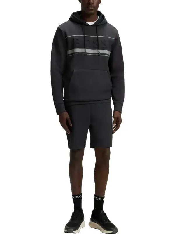 BOSS Logo-embossed Hoodie - Black
