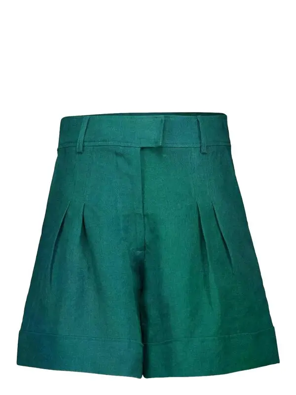 PAULA Pleated High-waisted Shorts - Green