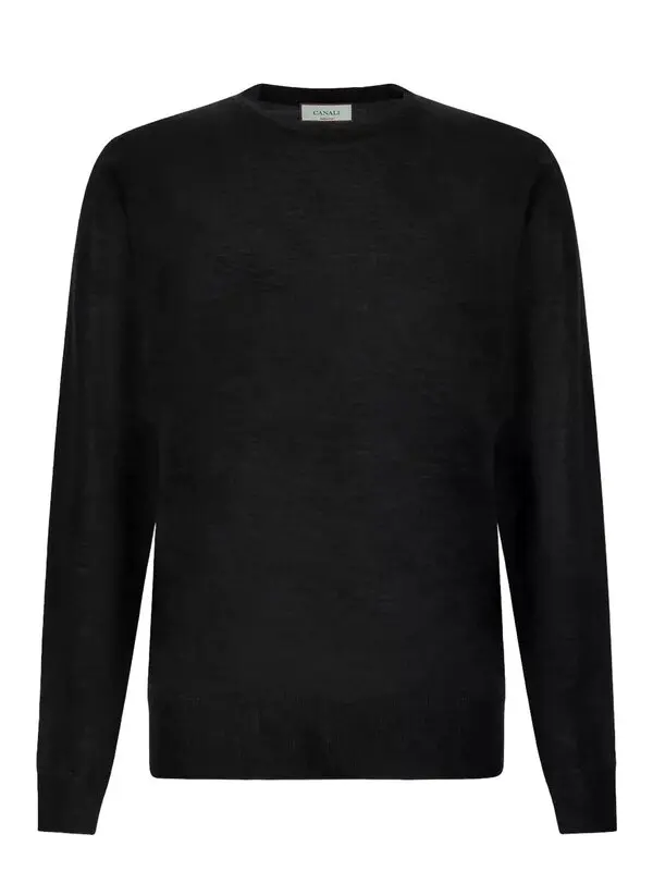 Canali Crew-neck Wool Sweater - Black