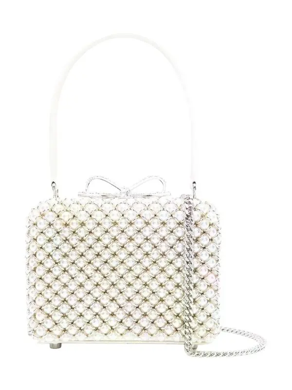 SELF-PORTRAIT Mini Pearl-embellished Tote - Neutrals