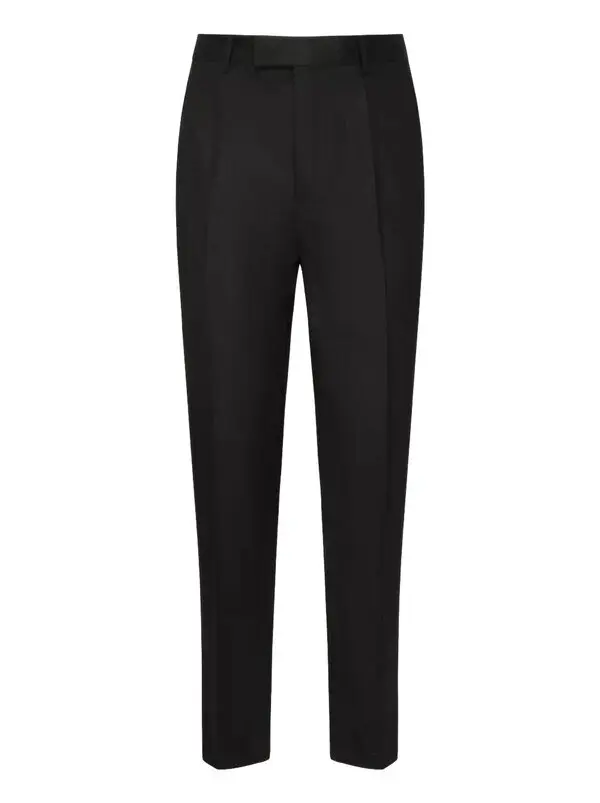 Zegna Pleated Wool Trousers - Black