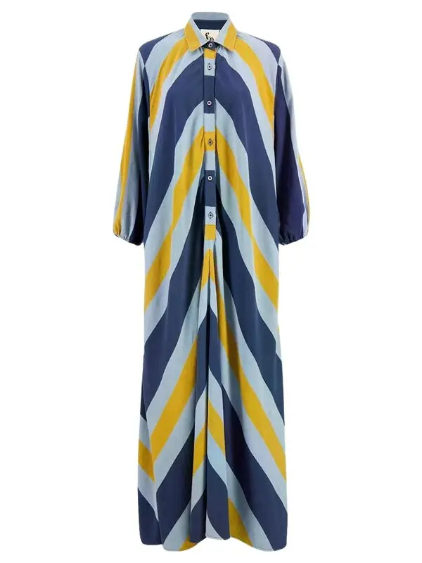 PAULA Chevron-patterned Maxi Dress - Blue