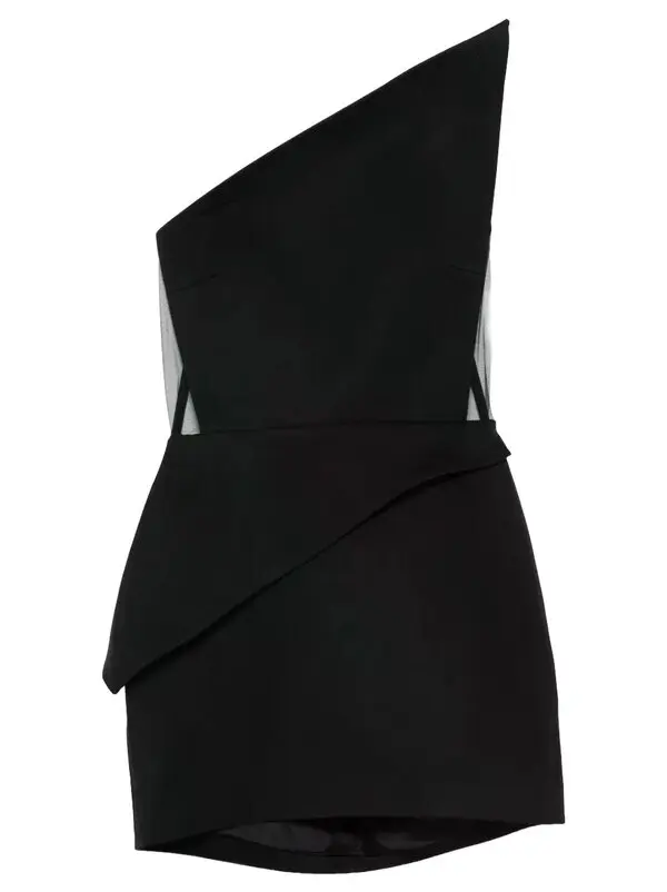 David Koma Asymmetric Mini Dress - Black