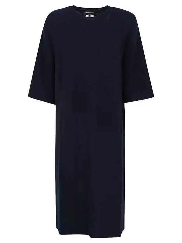 Emporio Armani Midi-length, Short-sleeve Dress - Blue