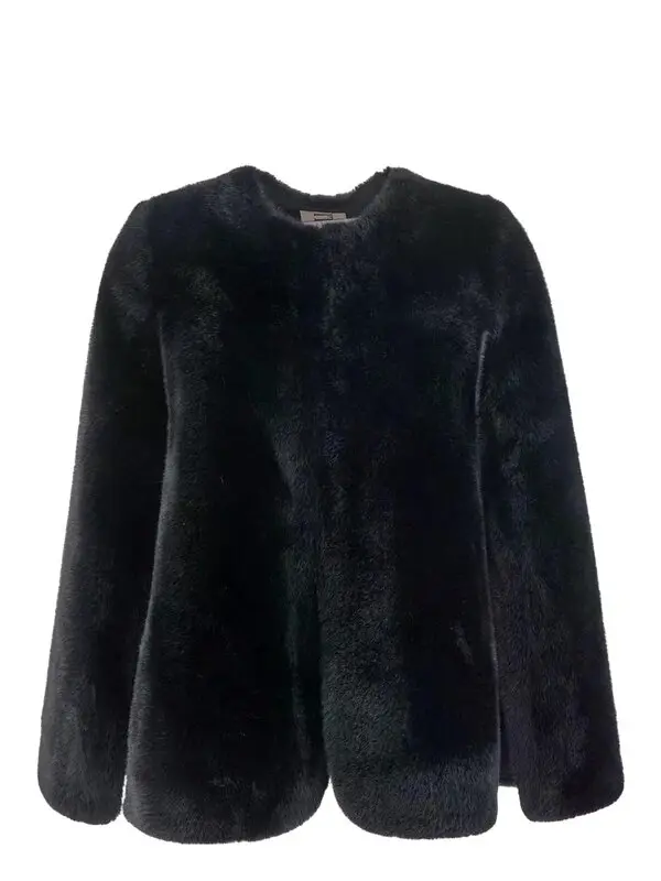 VALENTINI 1972 Faux-fur A-line Jacket - Black