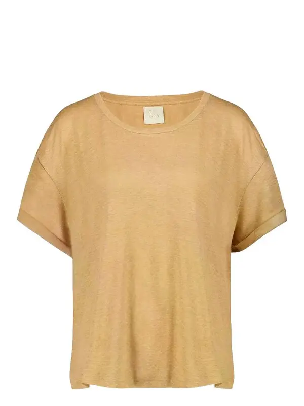 PAULA Crew-neck Linen T-shirt - Neutrals