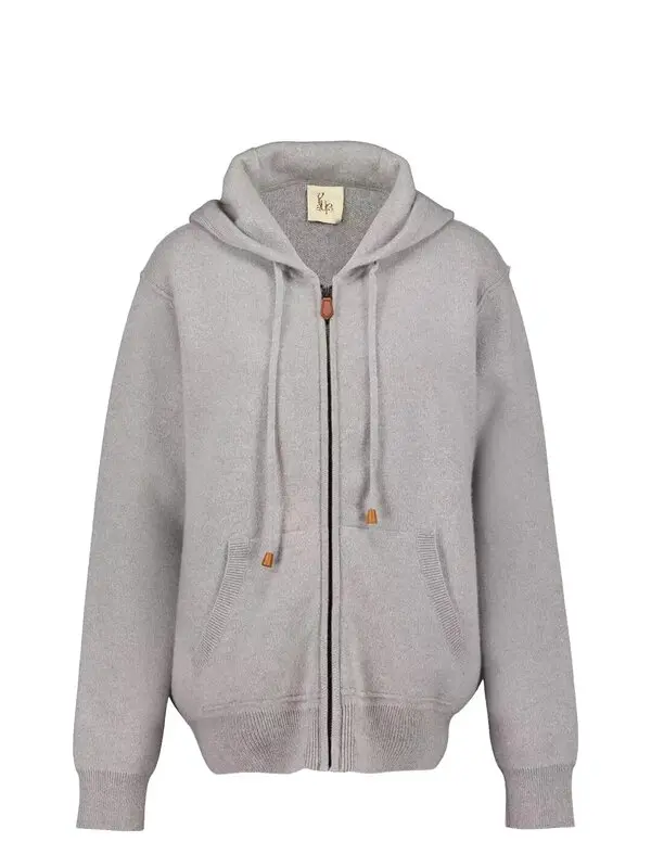 PAULA Cashmere Zip-up Hoodie - Grey