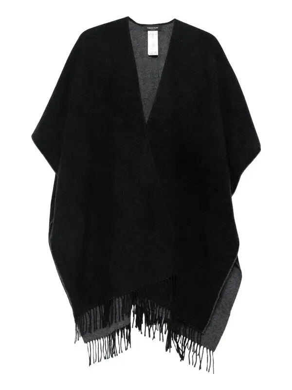 Fabiana Filippi Fringed V-neck Poncho - Grey
