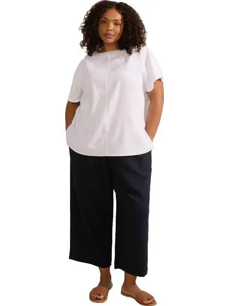 LIVE UNLIMITED Linen Mix Tapered Pants - Navy