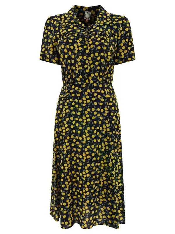 INES DE LA FRESSANGE PARIS Angele Lemon Print Midi Shirt Dress - Blue