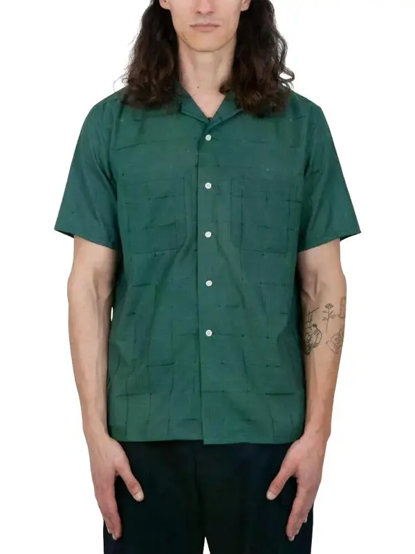 BEAMS Grid-pattern Short-sleeve Shirt - Green