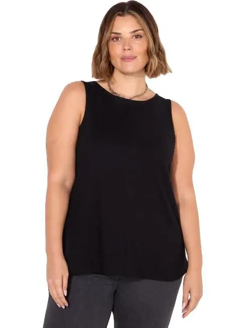 LIVE UNLIMITED Cotton Slub Neck Vest - Black