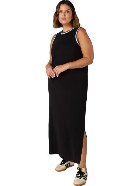 LIVE UNLIMITED Crochet Trim Maxi Dress - Black