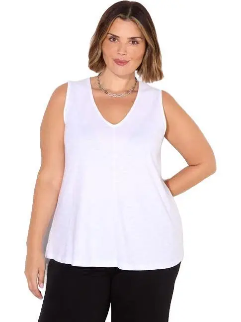 LIVE UNLIMITED Cotton Slub V-neck Vest - White