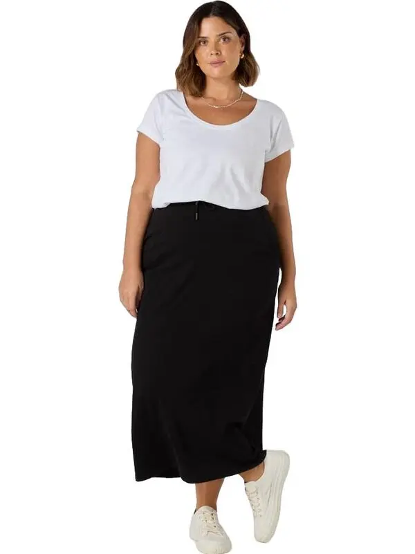 LIVE UNLIMITED Jersey Midi Skirt - Black