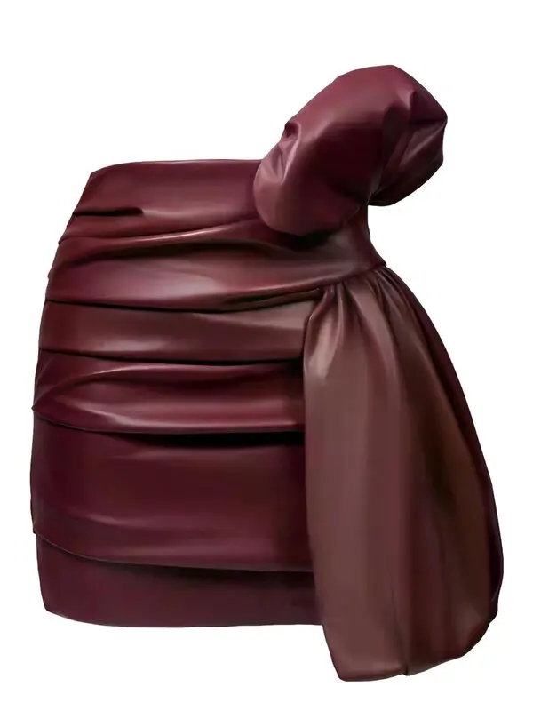 LIKA Bow-detail Draped Mini Skirt - Red